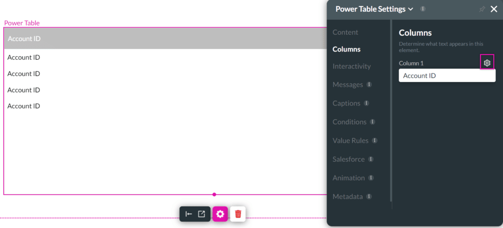 ARIA Label for Power Tables | Titan Web