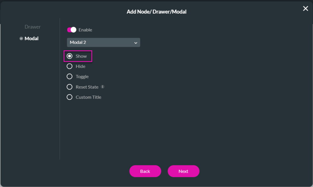 Show Action for Modals