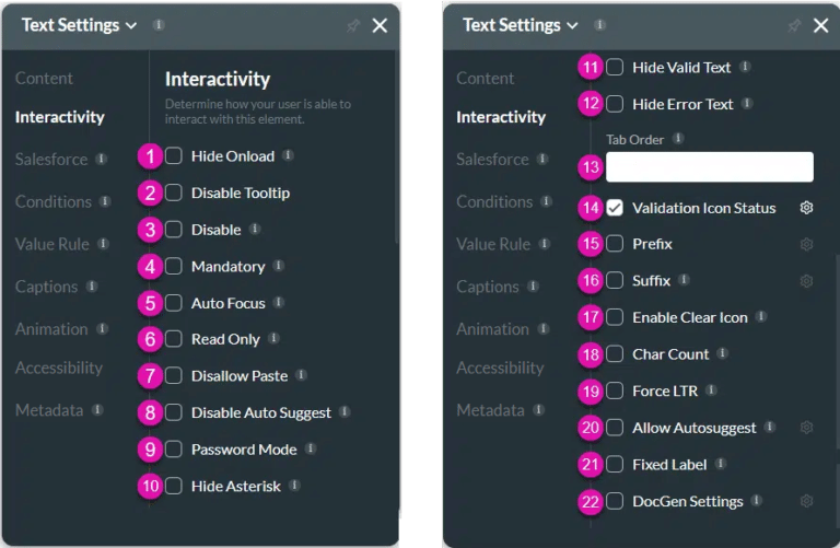 Text Field Settings | Titan Web