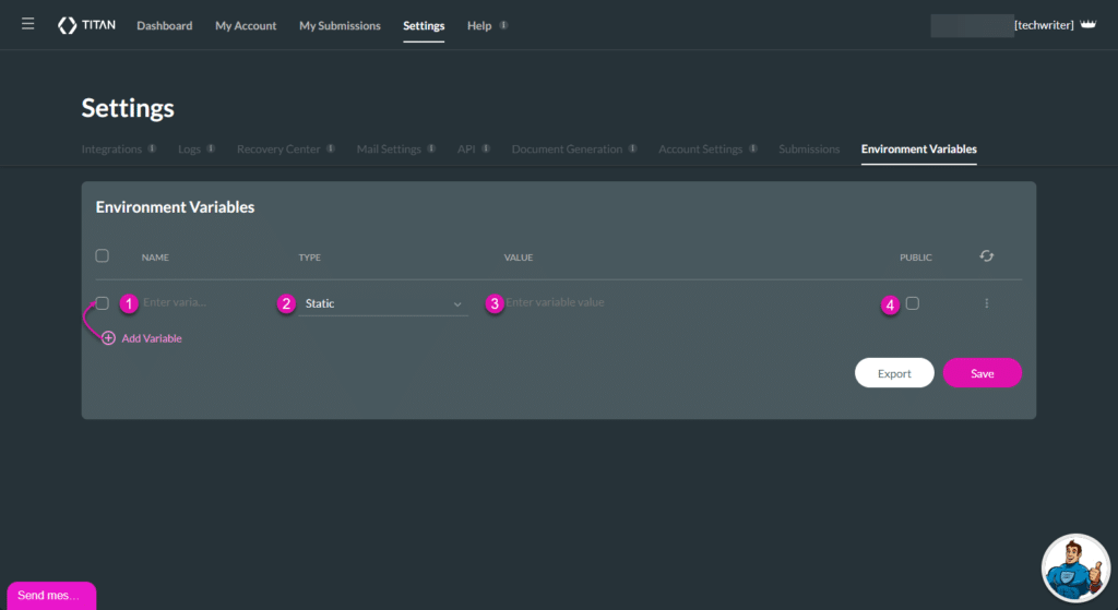 Learn about Environment Variables | Titan Platform