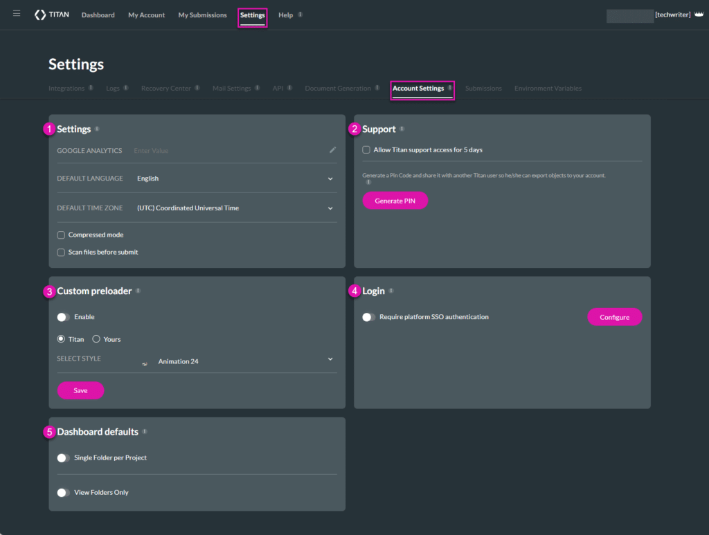 Learn about Account Settings | Titan Platform