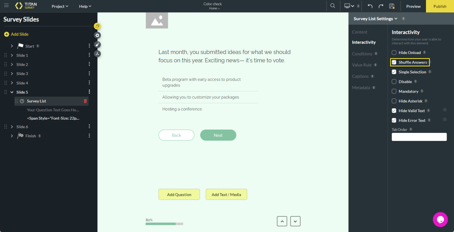 Shuffle Answers | Titan Survey